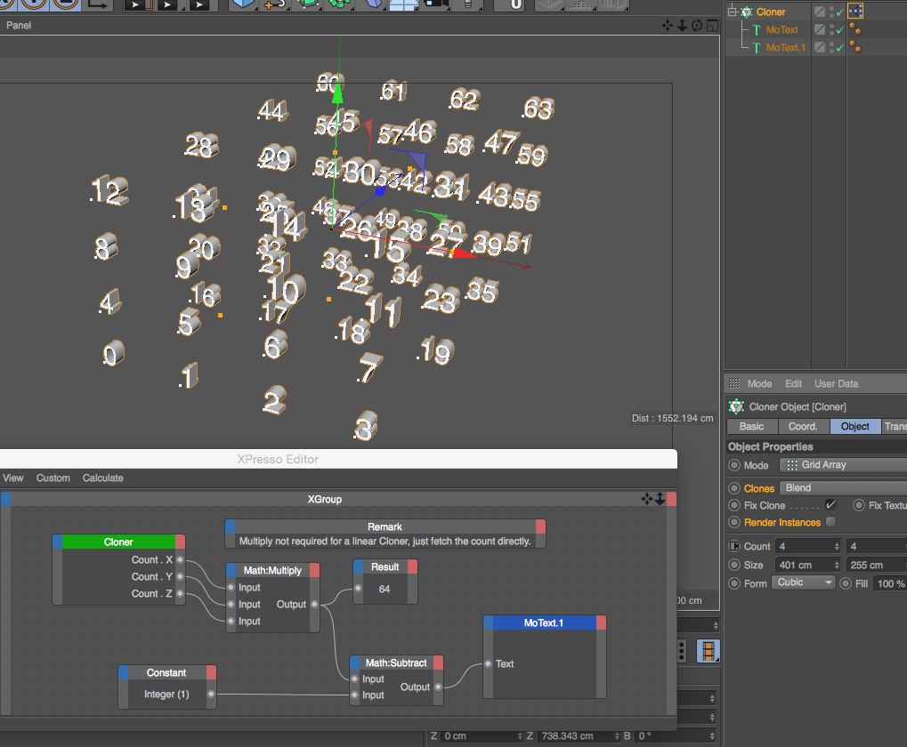 How to make MoText inside a Cloner display growing numbers with each ...